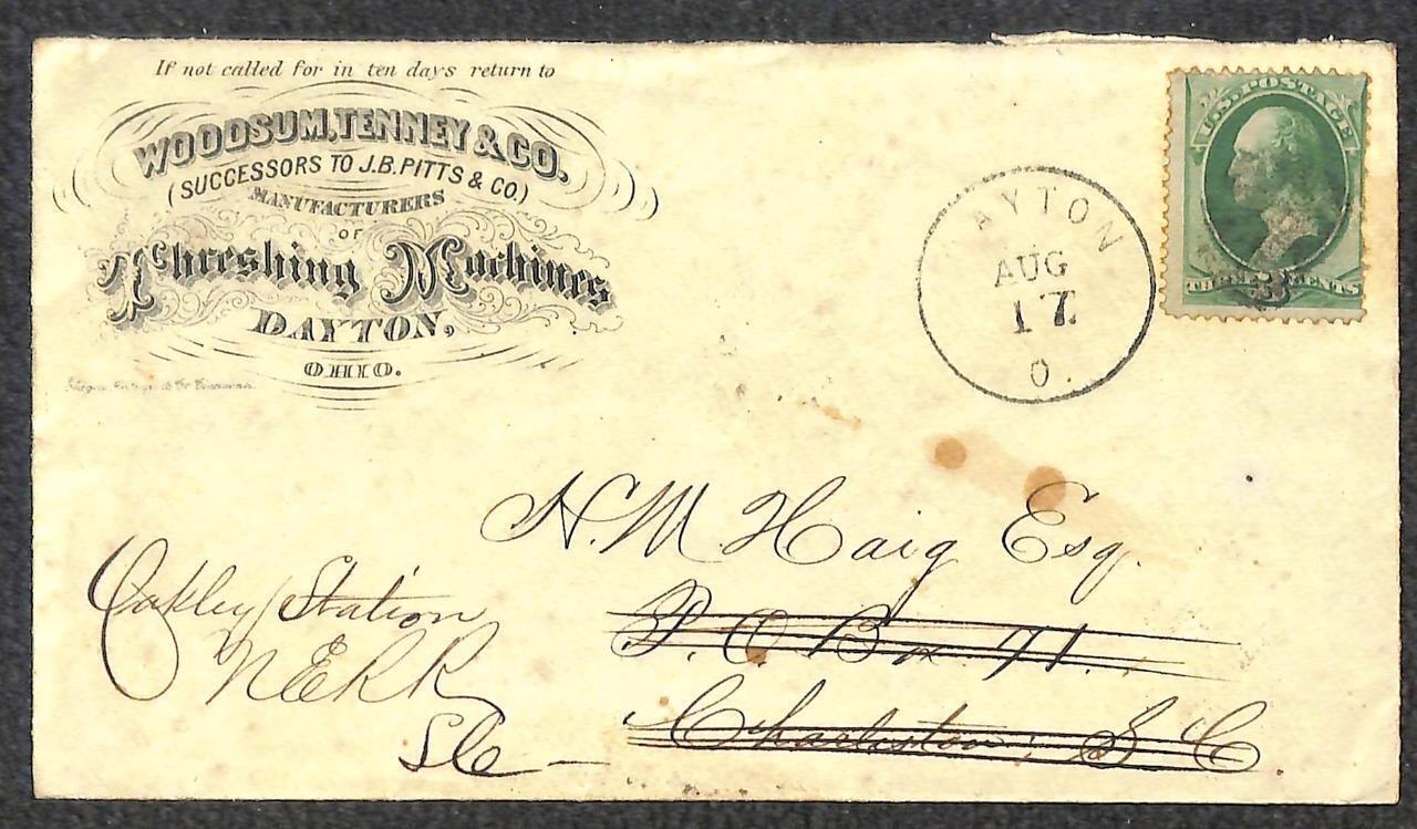 USA 147 Stamp Tenney Threshing Machines Dayton Ohio Advertising Cover ...