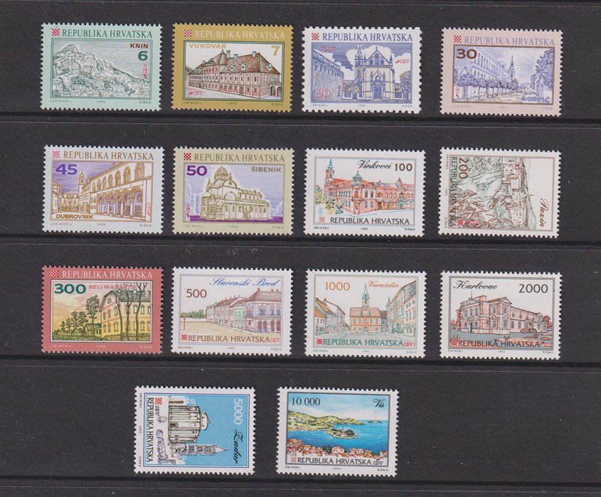 Croatia #107-121 MNH 1992-1994 cities and landmarks . complete set ...