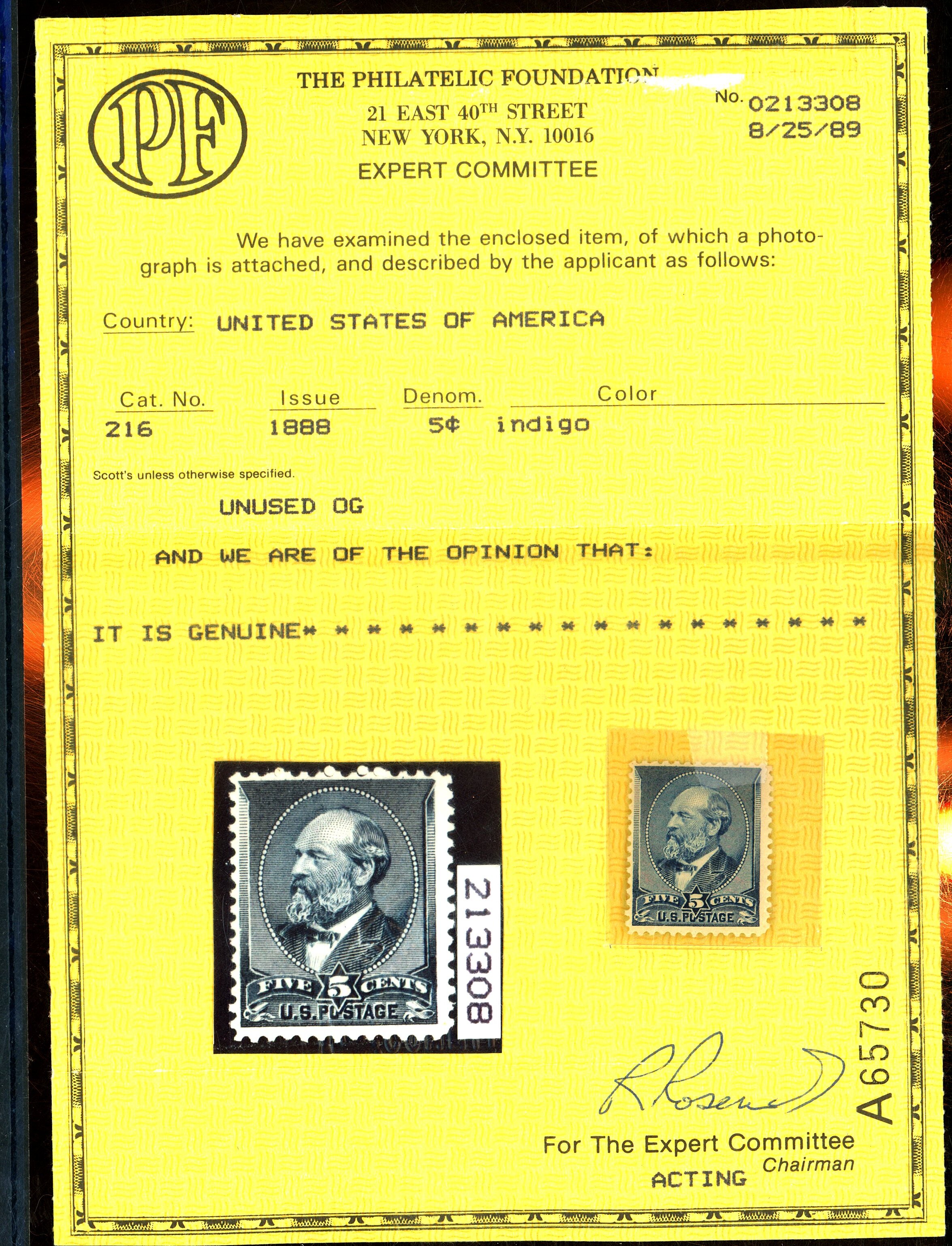 216 Mint PFC FVF OG NH Cat $650 | United States, General Issue Stamp ...