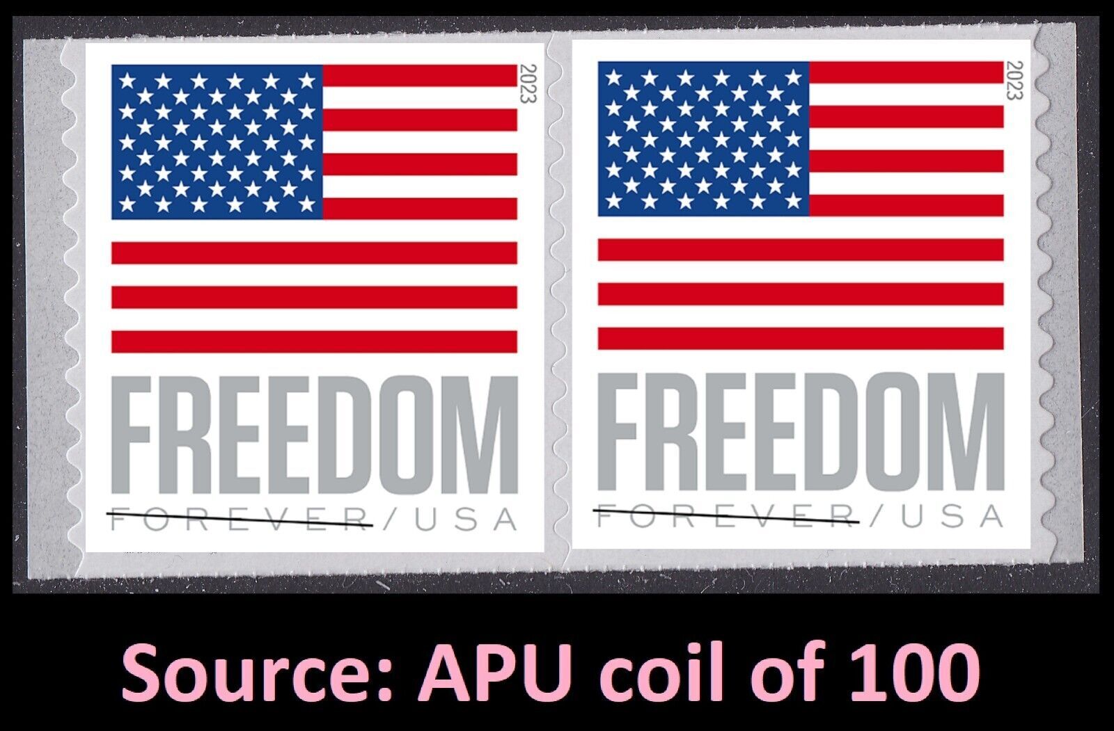US Flag Freedom forever pair APU (2 stamps from coil of 100) MNH 2023 ...