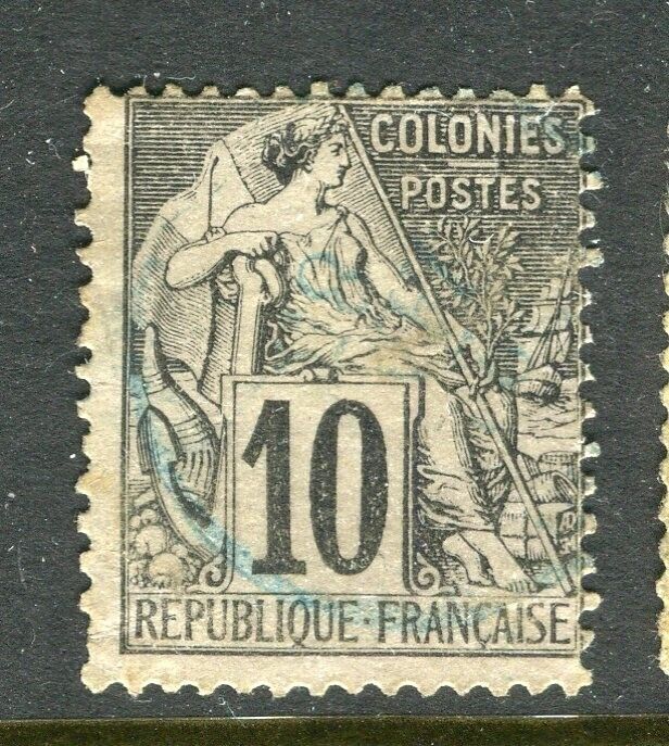 FRENCH COLONIES; 1880s early classic General issue used shade of 10c ...