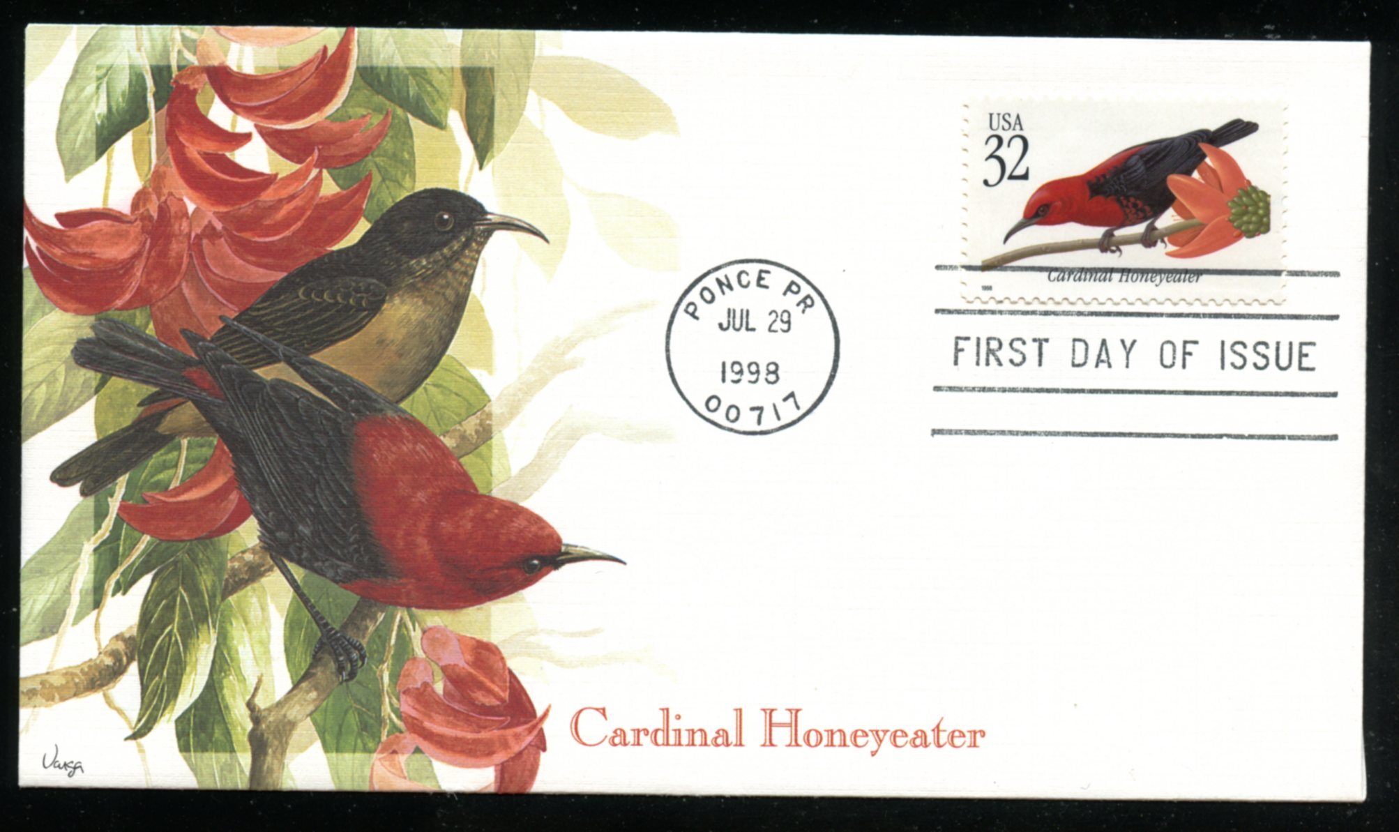 US 3225 Tropical Birds - Cardinal Honeyeater UA Fleetwood cachet FDC ...