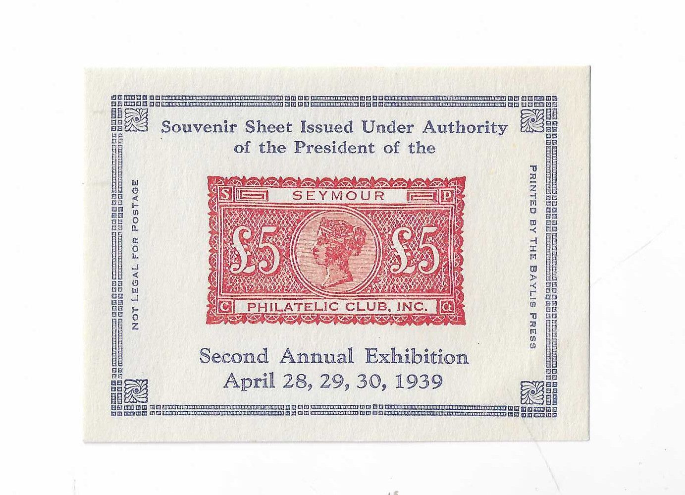 GB 1939 Seymour Philatelic Club 5 Pound 'label' VF | Great Britain ...