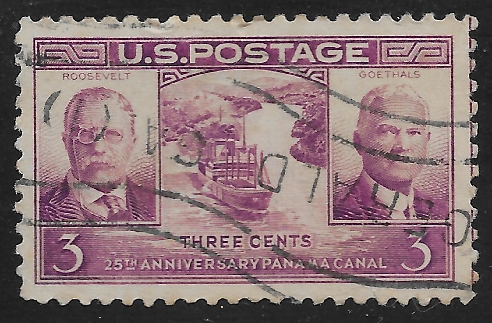 US #856 3c Theodore Roosevelt, Gen George W Goethals & Gaillard Cut ...
