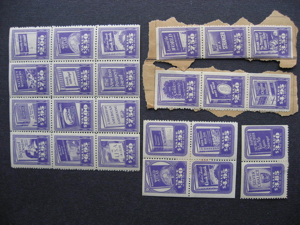 Old 1956? book stamp labels,26 different some adhesion or stuck to ...