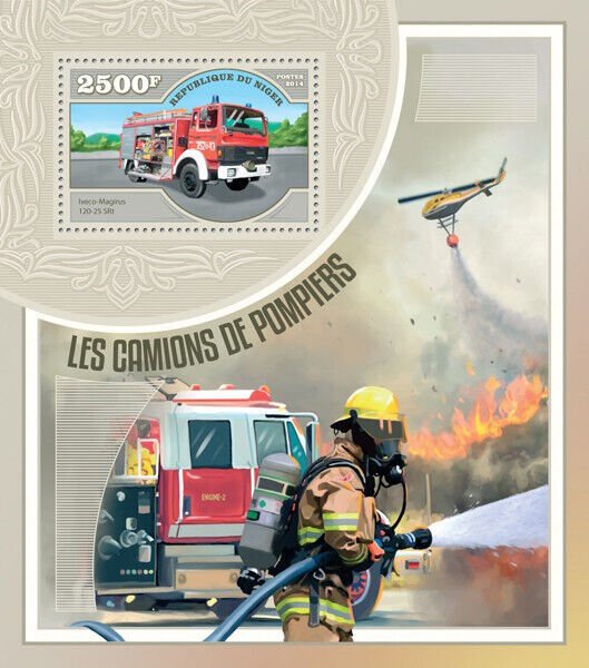 Fire Engines Stamps Niger 2014 MNH Trucks Iveco Magirus Special ...