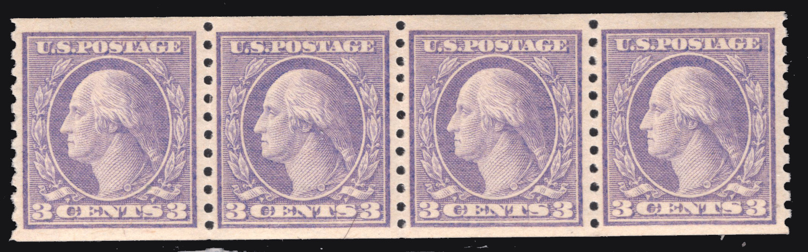 US Stamps #494 Coil Strip of 4 Mint OG NH VF/XF LOT #79767 | United ...