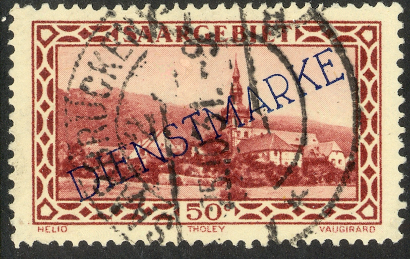 SAAR 1927-34 50c THOLEY ABBEY OFFICIAL Type I Sc O22 VFU / HipStamp