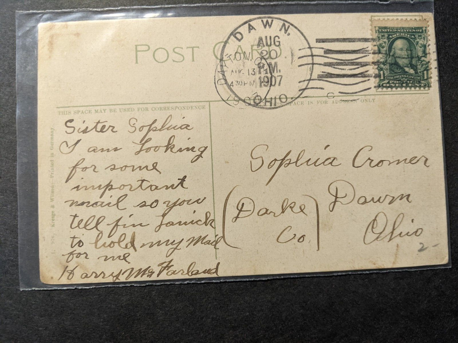 Dawn, Ohio 1907 Postcard Railroad Union Station, Dayton, OH | United ...