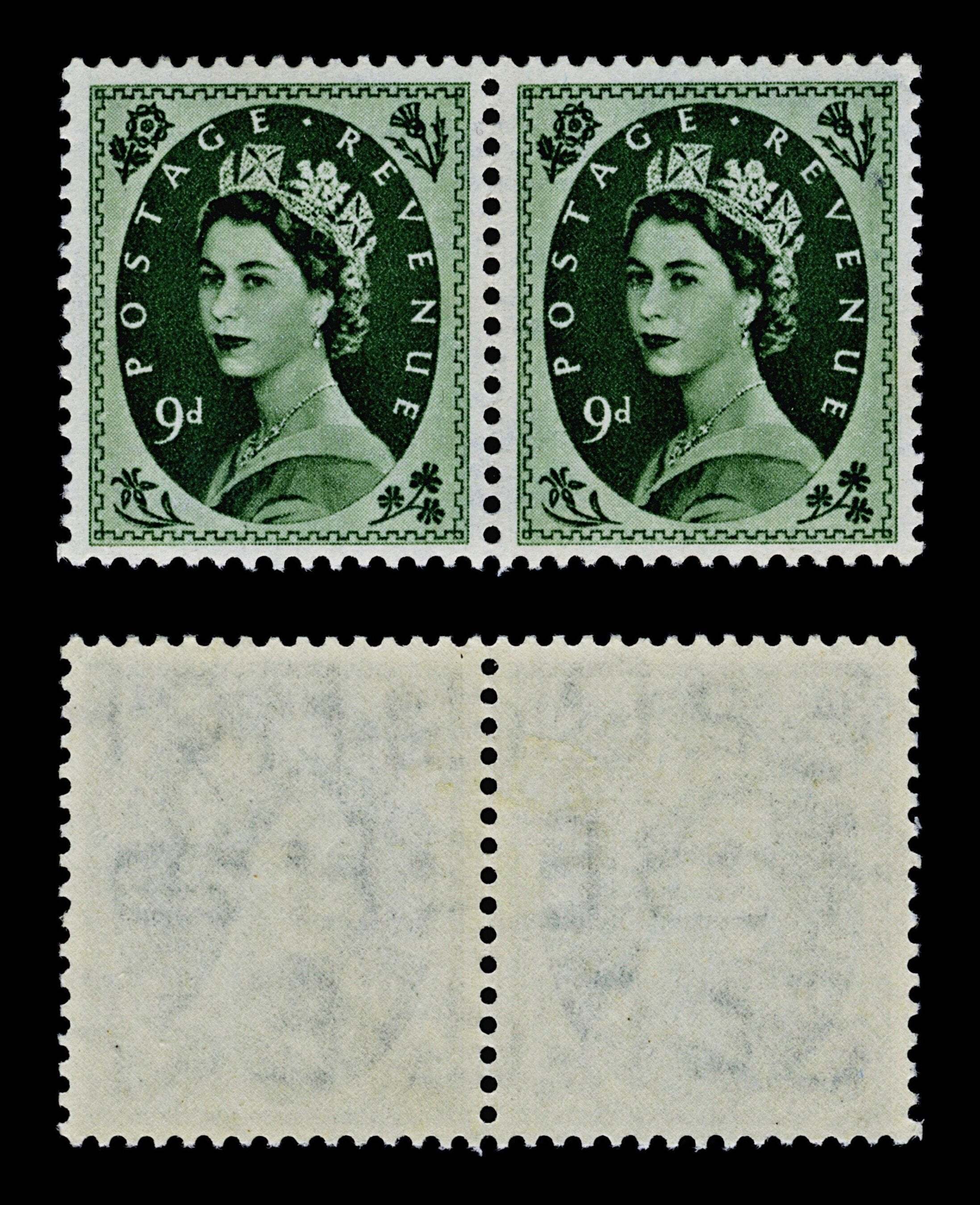 4466: GB SG526 9d Bronze-Green. Tudor Crown Watermark. Spec S124. 1954 ...