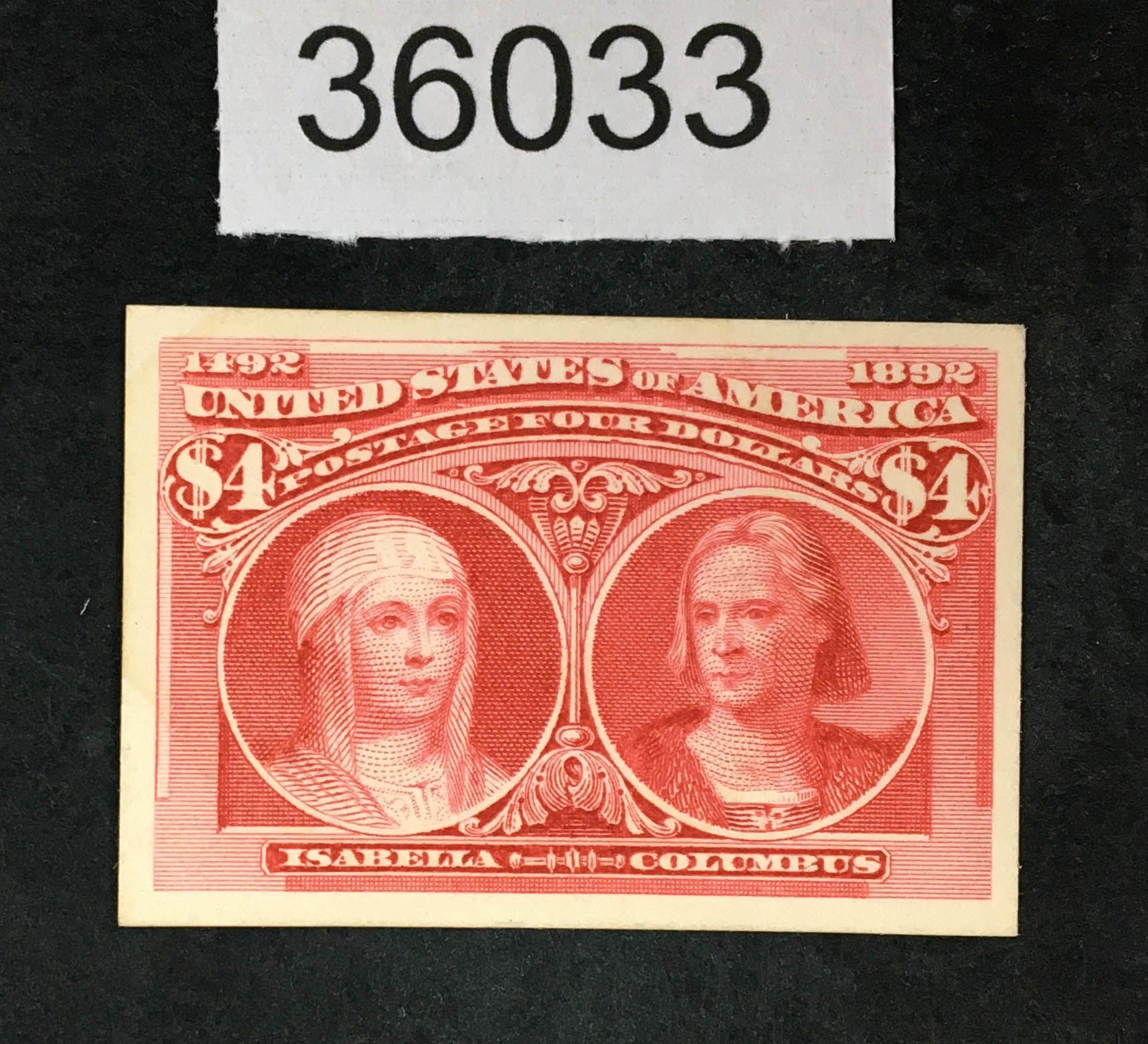 US Stamps # 244p4 Plate Proof on Card $275 LOT #36033 | United States ...