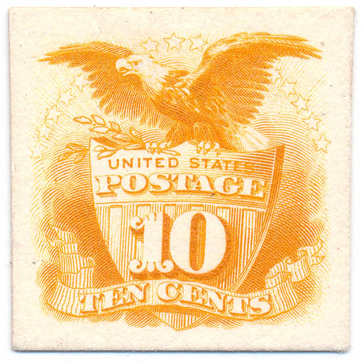 116P4 1869 Pictorial Issue 10c Eagle with Shield Plate Proof on Card ...