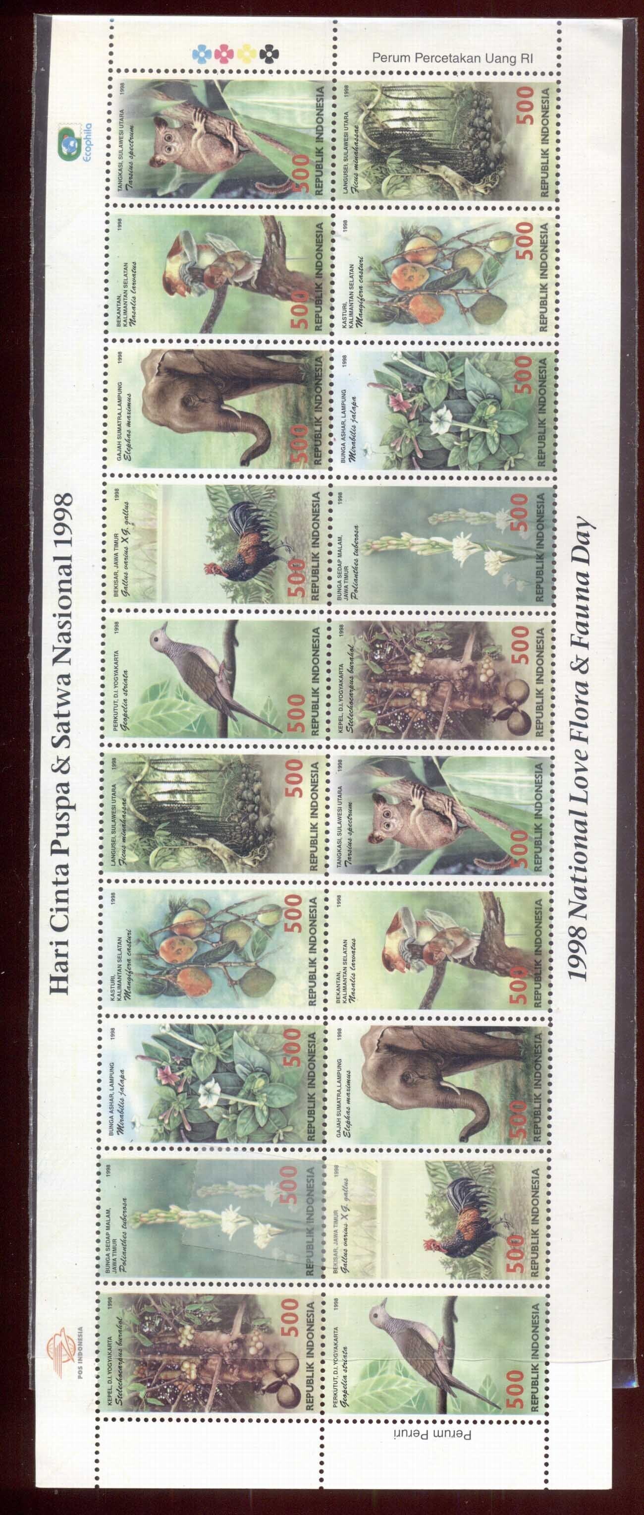 Indonesia 1998 Wildlife, Satwa National Park (folded) sheet MUH | Asia ...