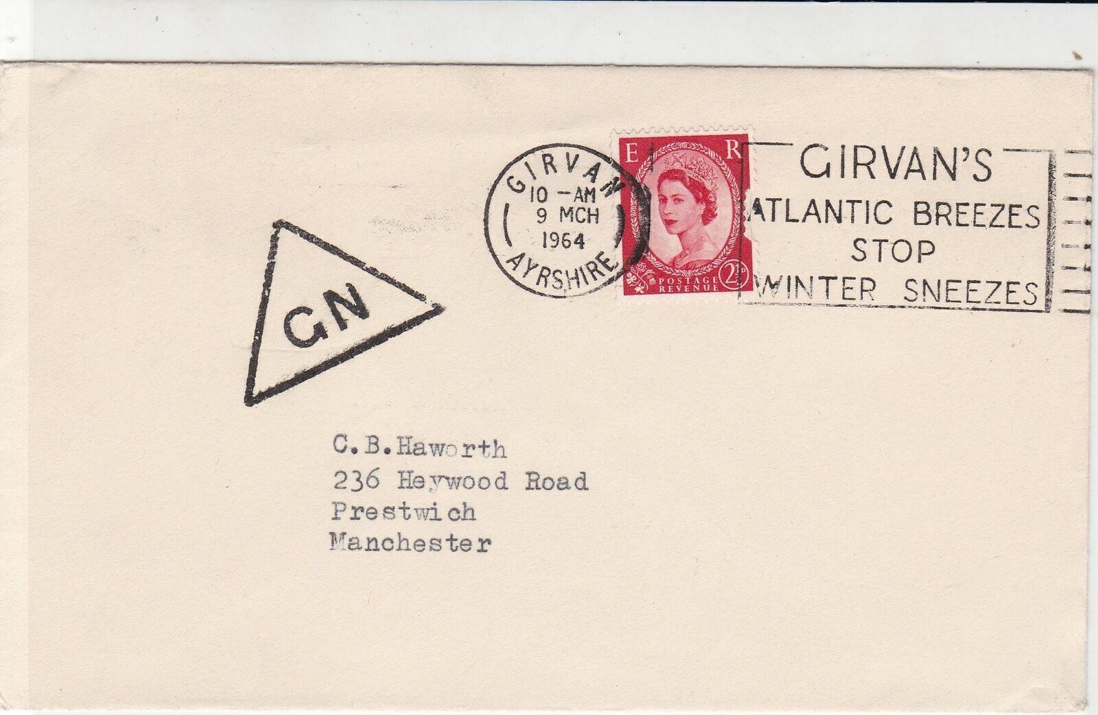 Britain 1964 Girvans Atlantic Breezes Publicity Slogan Stamp Cover Ref ...
