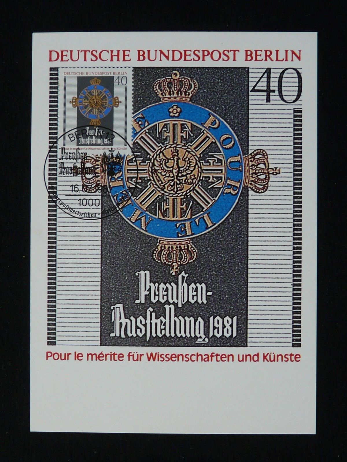 postal history in Prussia medal of Merit maximum card Berlin 1981 ...