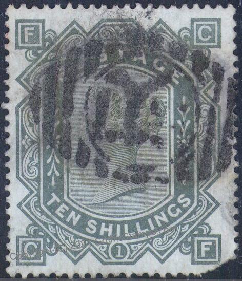 Great Britain 1882 Victoria 10 Shillings Sc91a Anchor Watermark G106551 ...