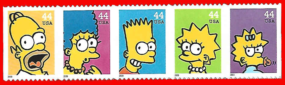PCBstamps US #4399/4403a Strip $2.20(5x44c)The Simpson's, MNH, (5 ...
