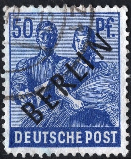 Germany: Berlin: SC#9N13 50pf Bricklayer and Farmer Lady (1948) Used ...