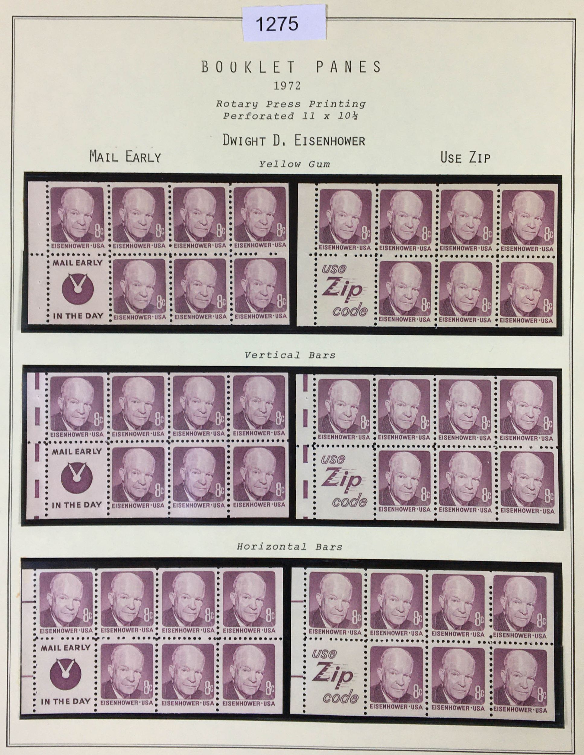 US Stamps # 1 Booklet Panes Group 1972 Mint OG $ LOT #1275 | United ...