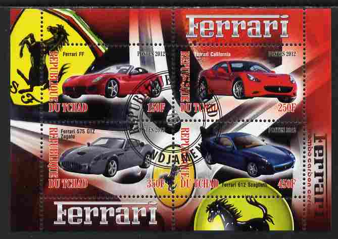 Tchad Chad Sheet Used Ferrari Cars | Africa - Chad, Stamp / HipStamp