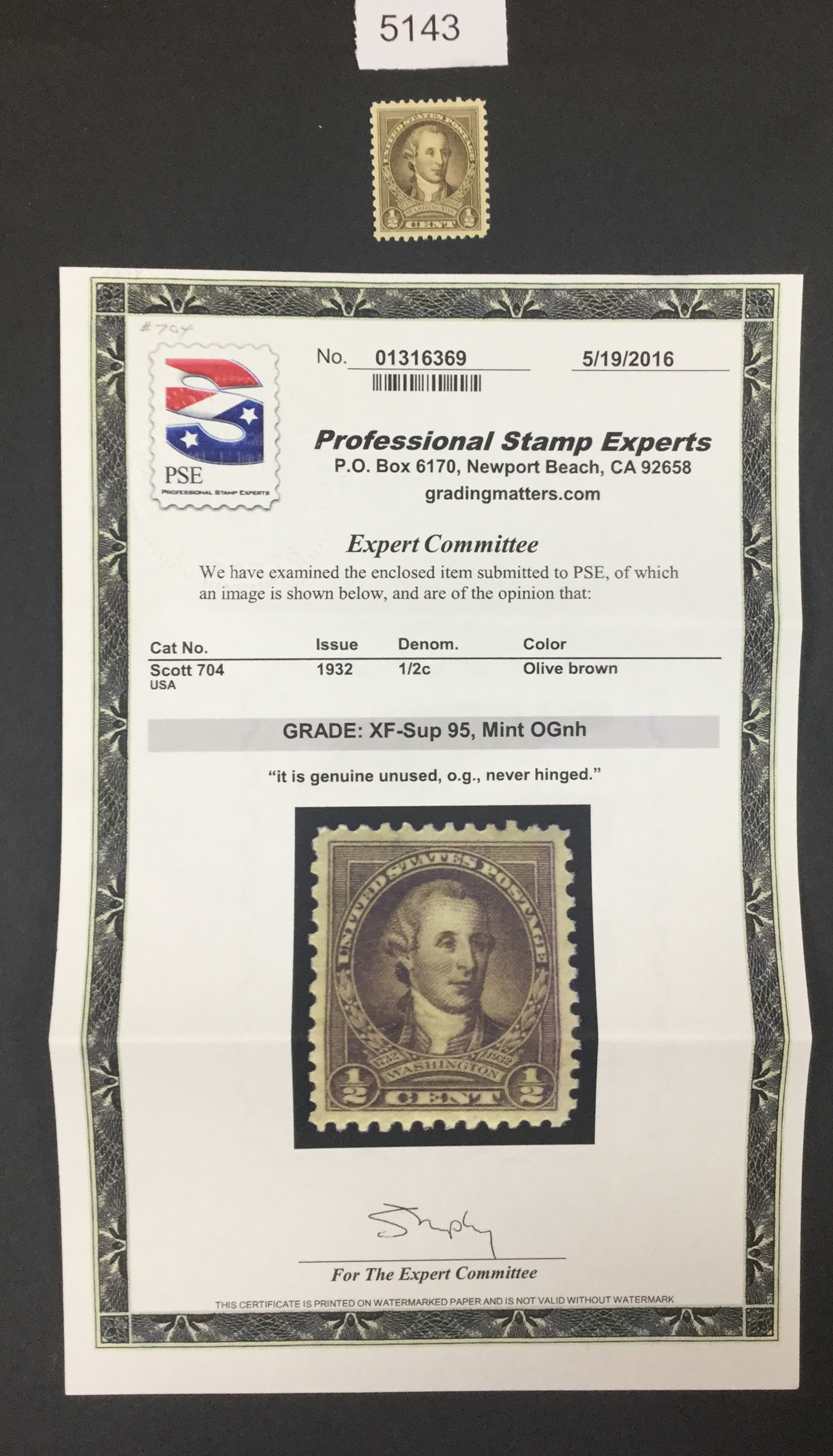 US Stamps #704 Mint OG NH *Pse Graded Xf-Sup 95 Cert* LOT #5143 ...