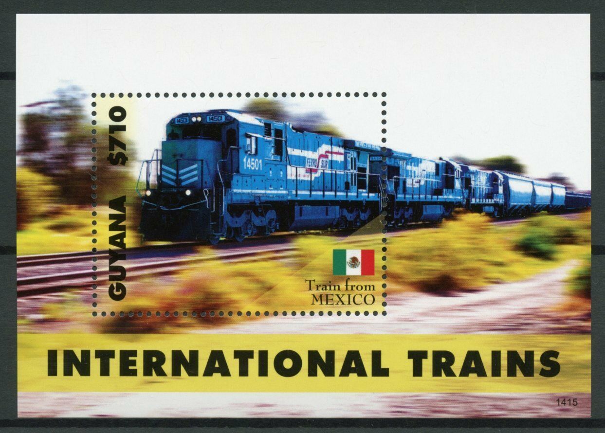 Guyana 2014 MNH International Trains 1v S/S Railways Rail Mexico Stamps ...