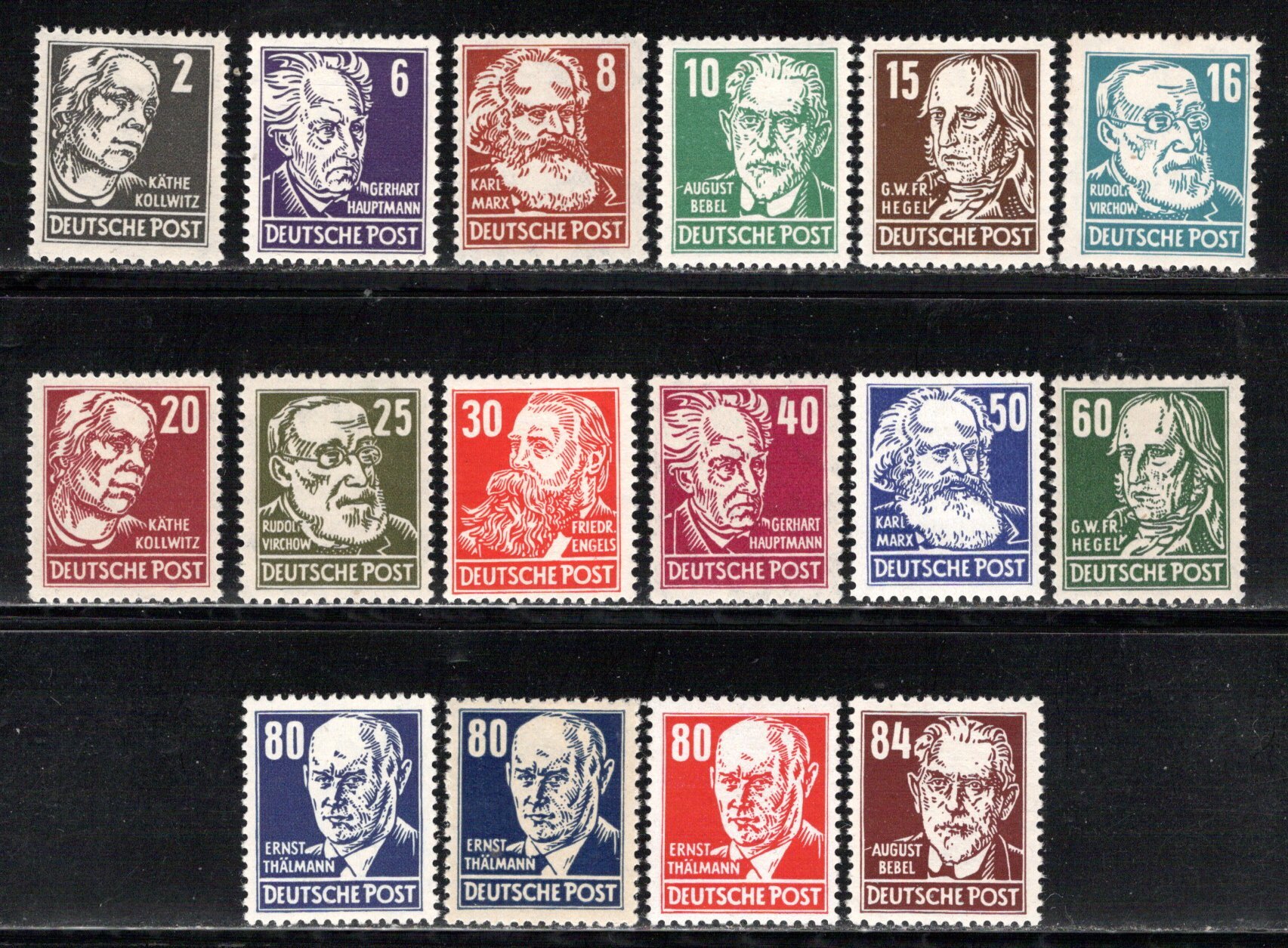 German Democratic Republic Scott # 122 - 136, mint nh, incl # 134a ...