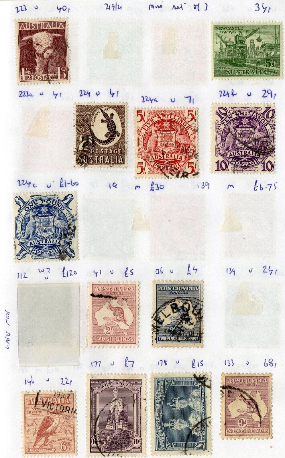 Dealers stamp approval book Australia 88 stamps selling value approx £ ...
