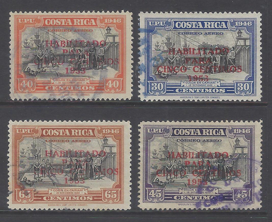 Costa Rica Columbus Surcharged"Habilitado Para Cinco Centimos 1953"Sc ...