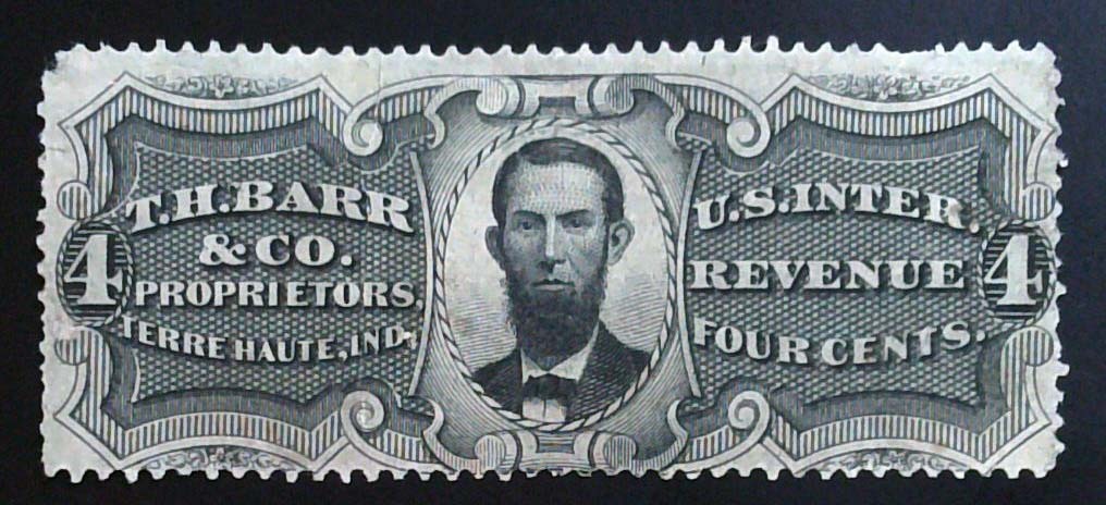 Scott #RS27a - 4c Black - Old Paper - Repaired tear - T.H.Barr & Co ...