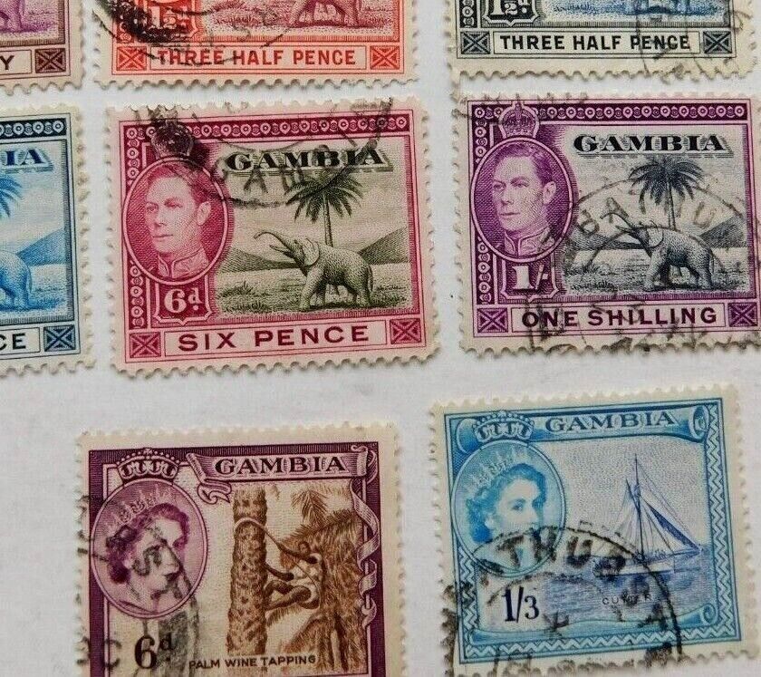 Gambia #133//161 Used/Fine, 10 diff George V & Elephant Series, 1938 ...