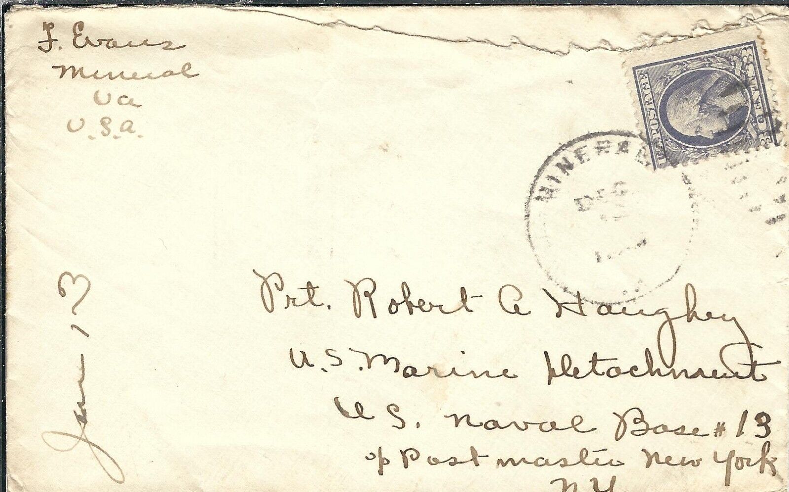 Minerial, Va to U.S. Marine Det, Naval Base #13 (Azores Island) (m5512 ...