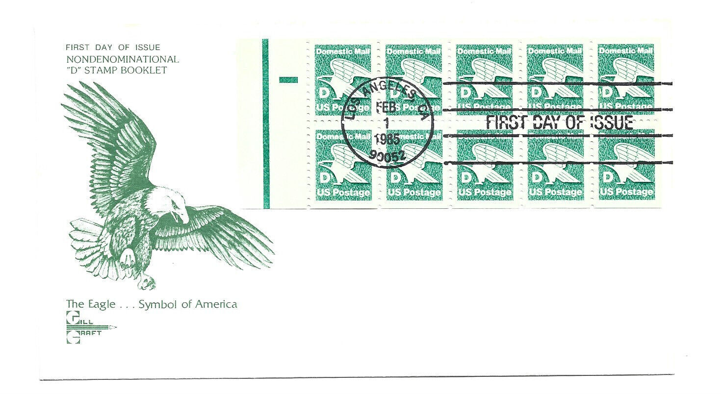 2113a 'D' (22c) Non Denominated Eagle booklet pane GillCraft with tab ...