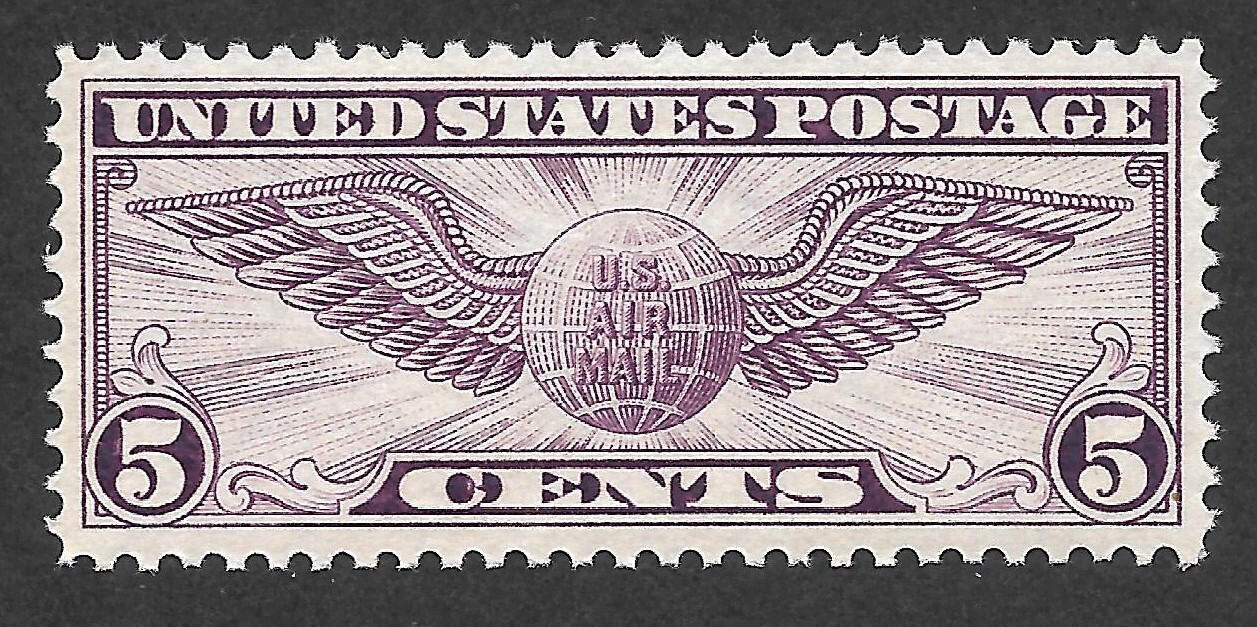 1930 5c Winged Globe Airmail #C12** (Crowe Cert) | United States, Air ...
