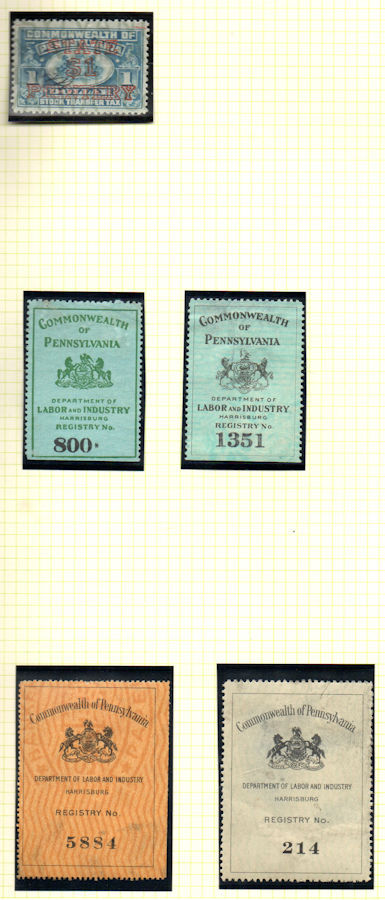 US State of Pennsylvania Tax Stamps, F-VF mint & used, vivid color! SEE ...