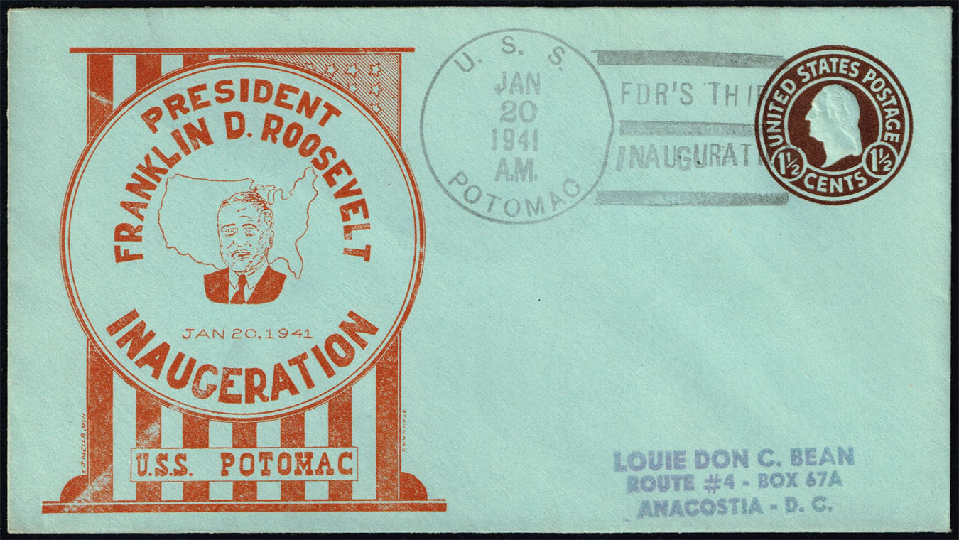 FDR Third Inauguration USS Potomac EJ Mello Cachet Cover | United ...