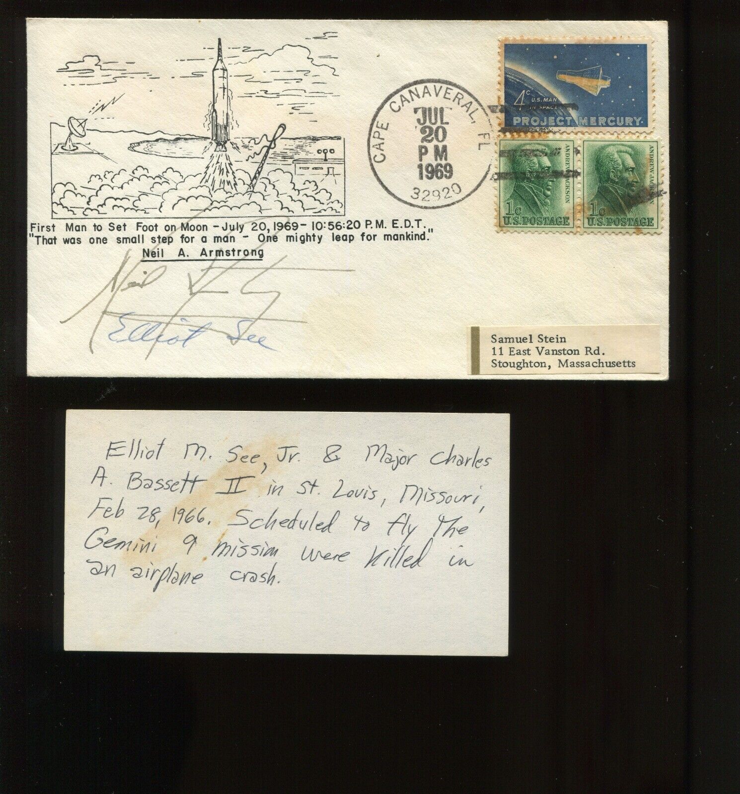 Astronaut ELLIOT SEE Signed Apollo 11 Cover with Zarelli Cert (CV 1029 ...