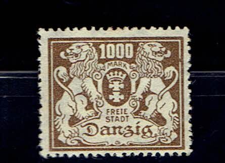 Danzig Scott#127 1923 1000 Mark Coat of Arms of Danzig With Lions - MNG ...