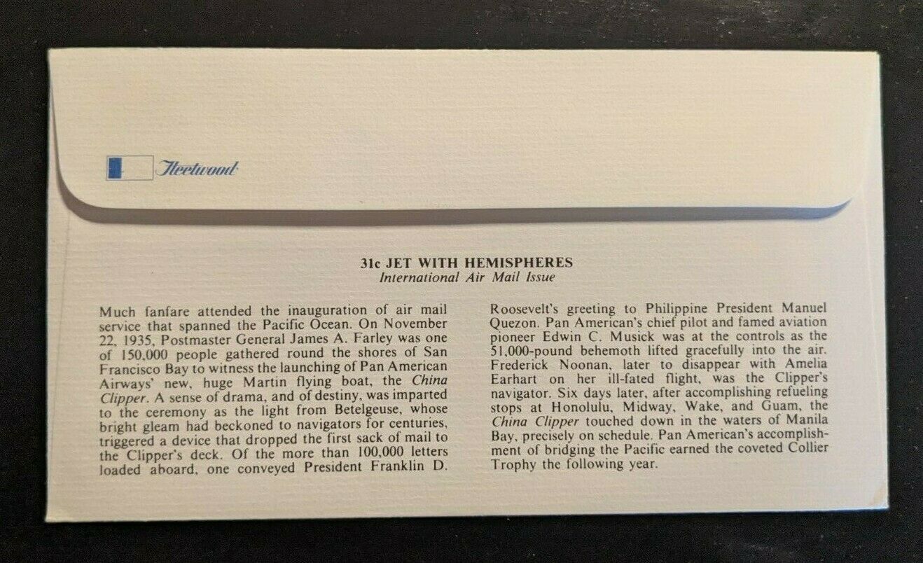 1976 Clipper First Flight Commemoration FDC Airmail Cover Honolulu ...