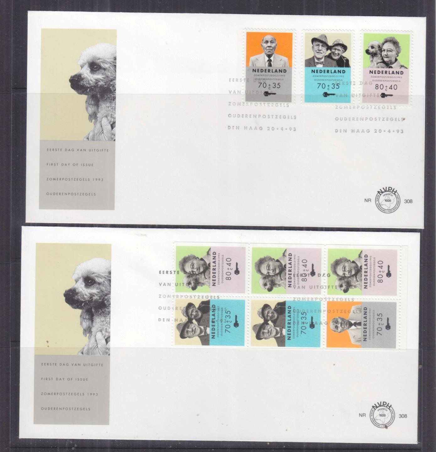NETHERLANDS, 1993 Social Welfare set of 3 & Booklet pane, First Day ...