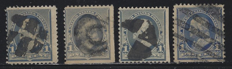 Scott # 219 Lot D594 1c Franklin (4) Different fancy cancels | United ...