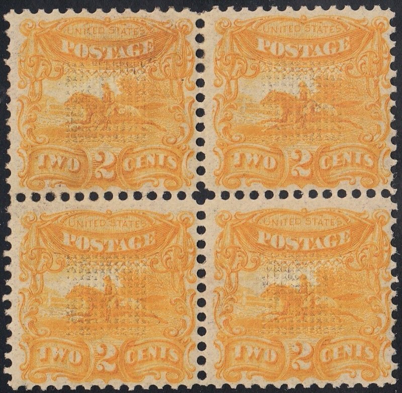#113-E3E 2¢ Plate Essay on Stamp Paper OG Block of 4 (Yellow) Bq8219 ...