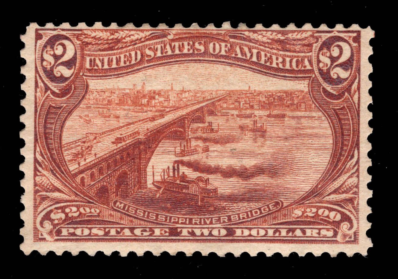 US Stamps # 293 $2 Trans-Miss Mint OG H $2,000 LOT #11086 | United ...