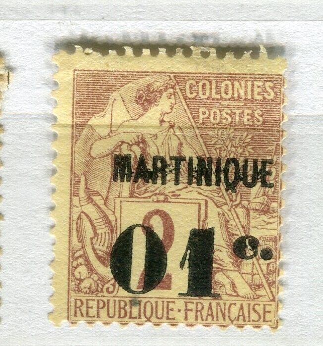 FRENCH COLONIES MARTINIQUE; 1888 classic surcharged issue mint 01c ...