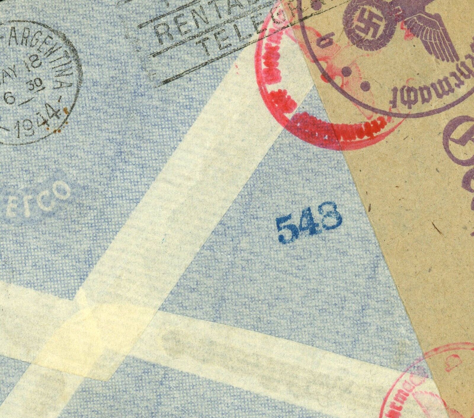 Switzerland Argentina Registered Airmail Cover 1944 WWII German Censor ...