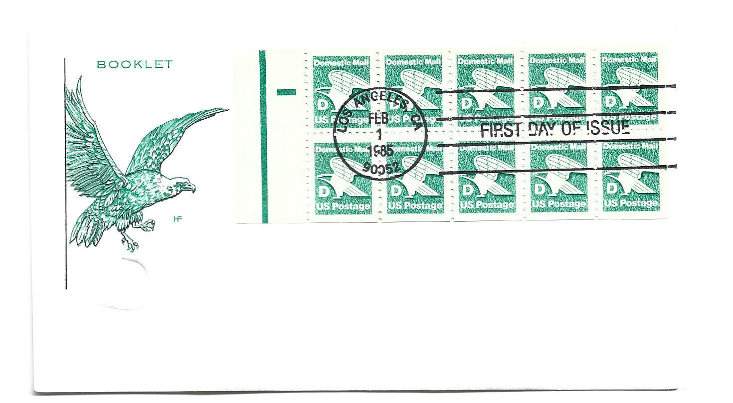 2113a 'D' (22c) Non Denominated Eagle booklet pane Farnam, HF, with tab ...