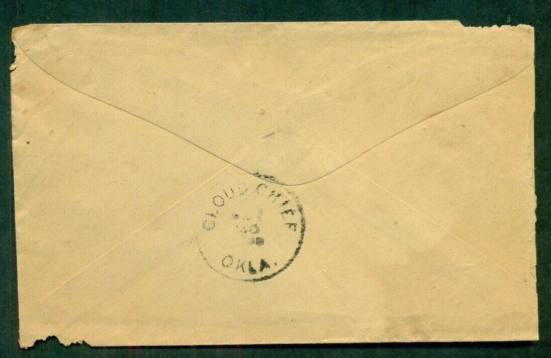 1880's 2¢ envelope to Oklahoma Terr CLOUD CHIEF (bkstp) from ARKANSAS ...