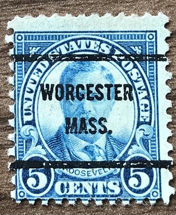 US Used #637 Single Precancel WORCESTER MASS. Theodore Roosevelt L35 ...
