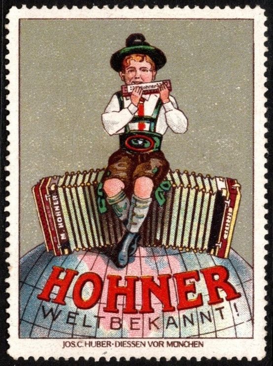 Vintage Germany Poster Stamp M. Hohner Accordions World Famous ...