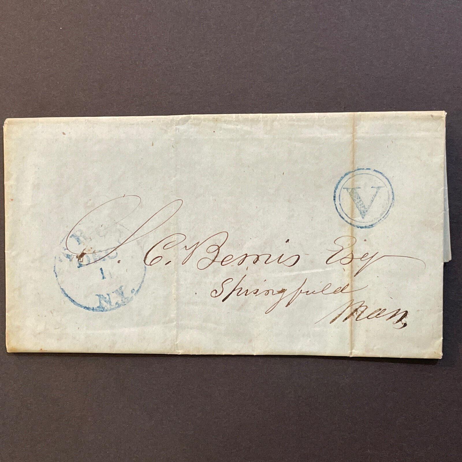 Troy, NY 1845 Stampless Folded Letter SFL to S. C. Bemis - Springfield ...